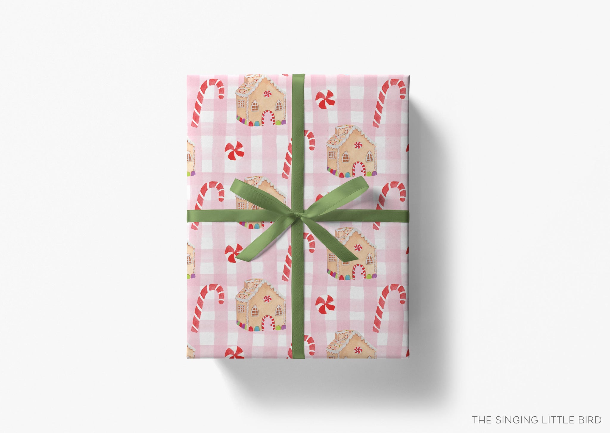 Pink Gingerbread Christmas Gift Wrap | Liesel Anne Studios