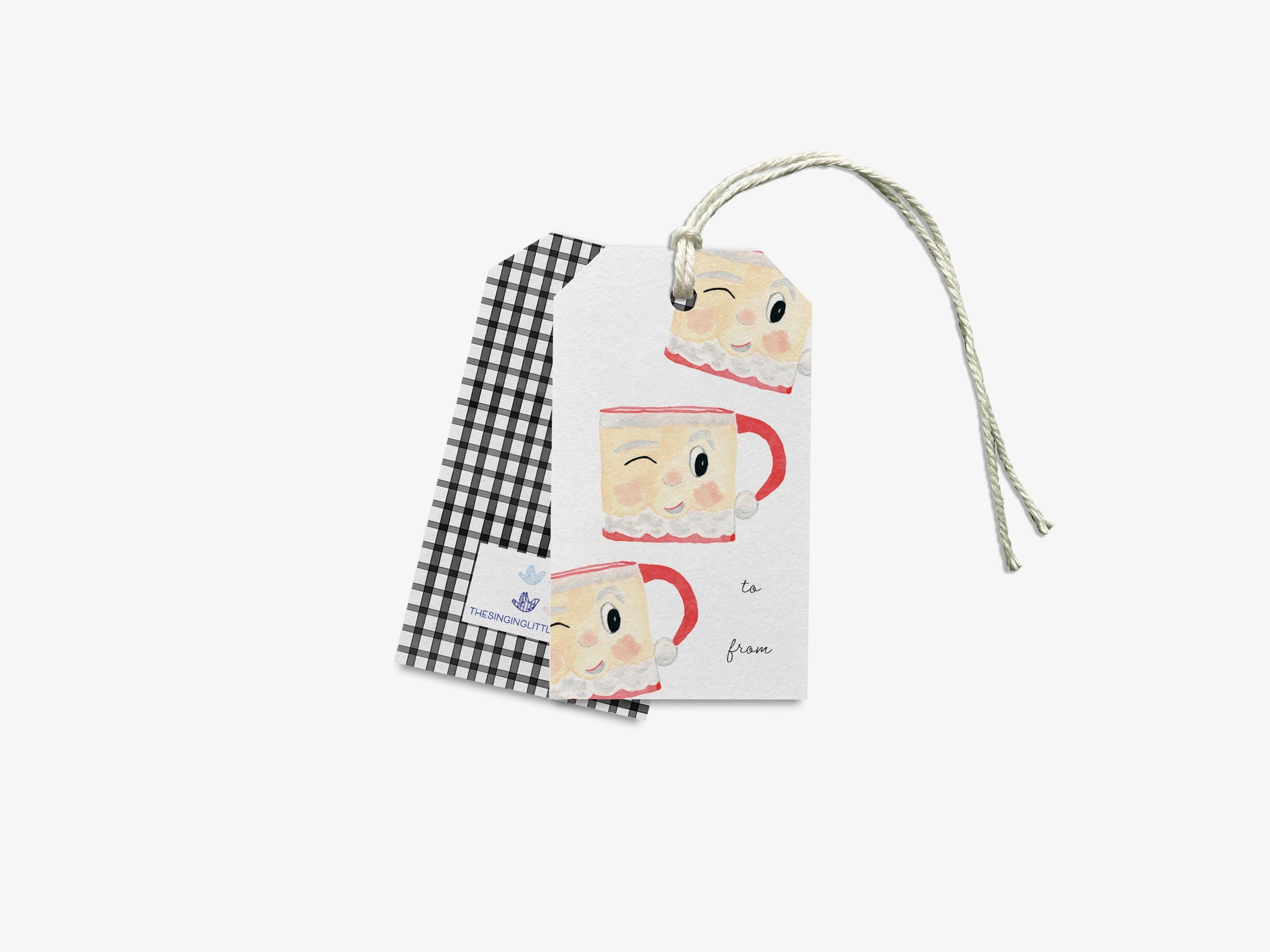 Santa Claus Mug Holiday Gift Tags [Set of 8] | Liesel Anne Studios