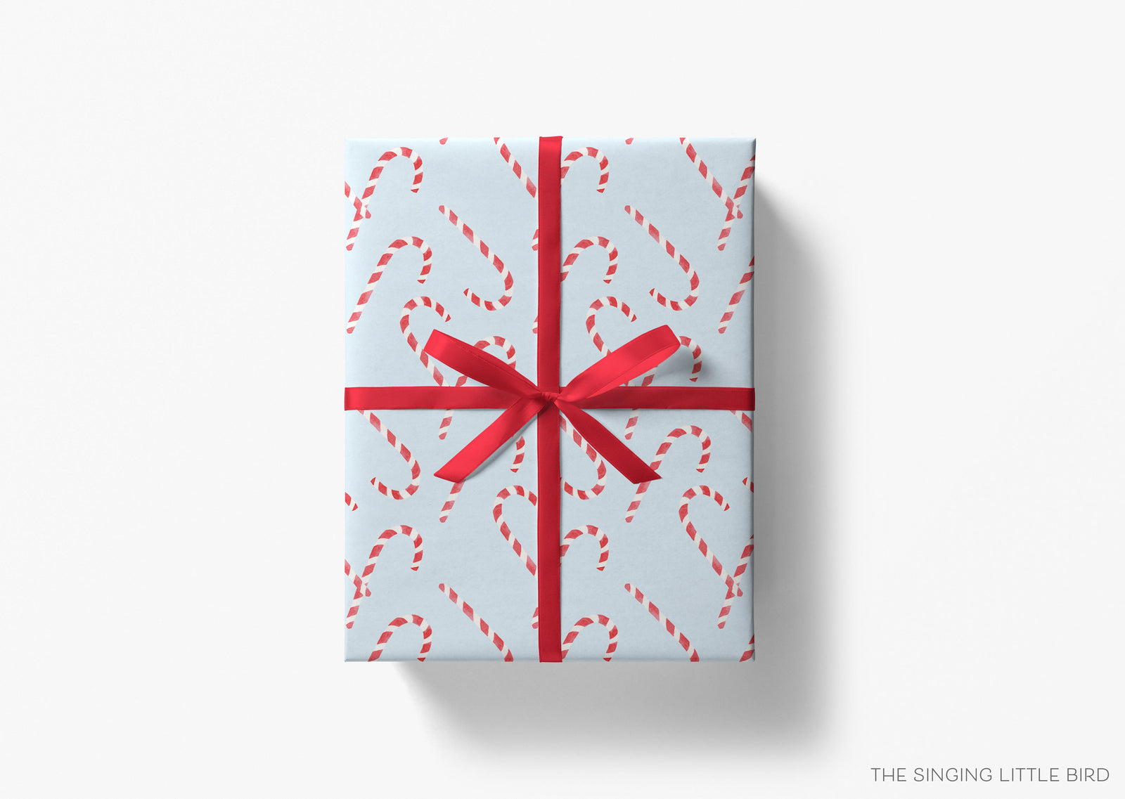 Candy Cane Light Blue Christmas Gift Wrap | Liesel Anne Studios