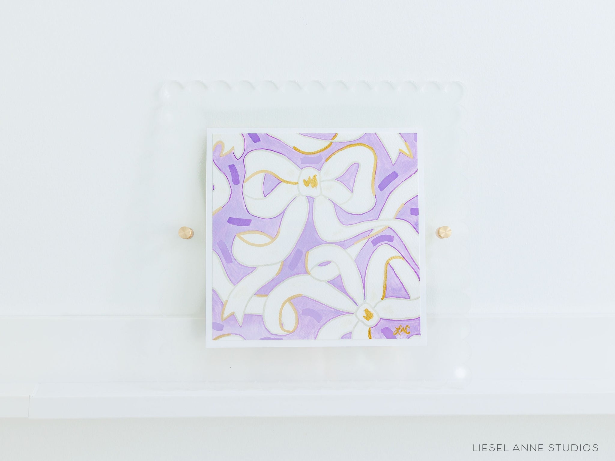 Golden Bows Lavender & White 04 [Original Artwork + Clear Scalloped ...