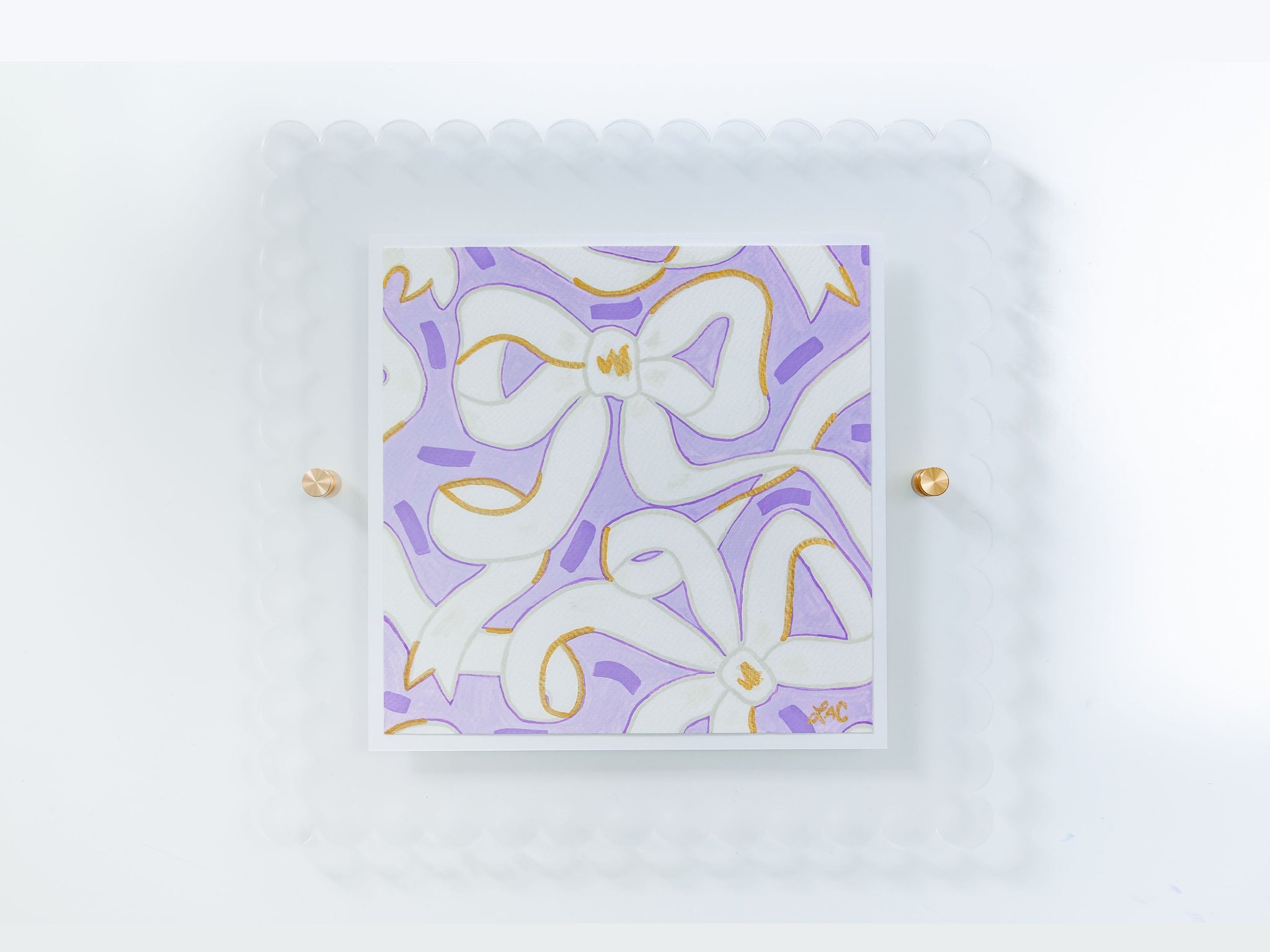 Lavender & White Golden Bows Art Print [8x8] | Liesel Anne Studios