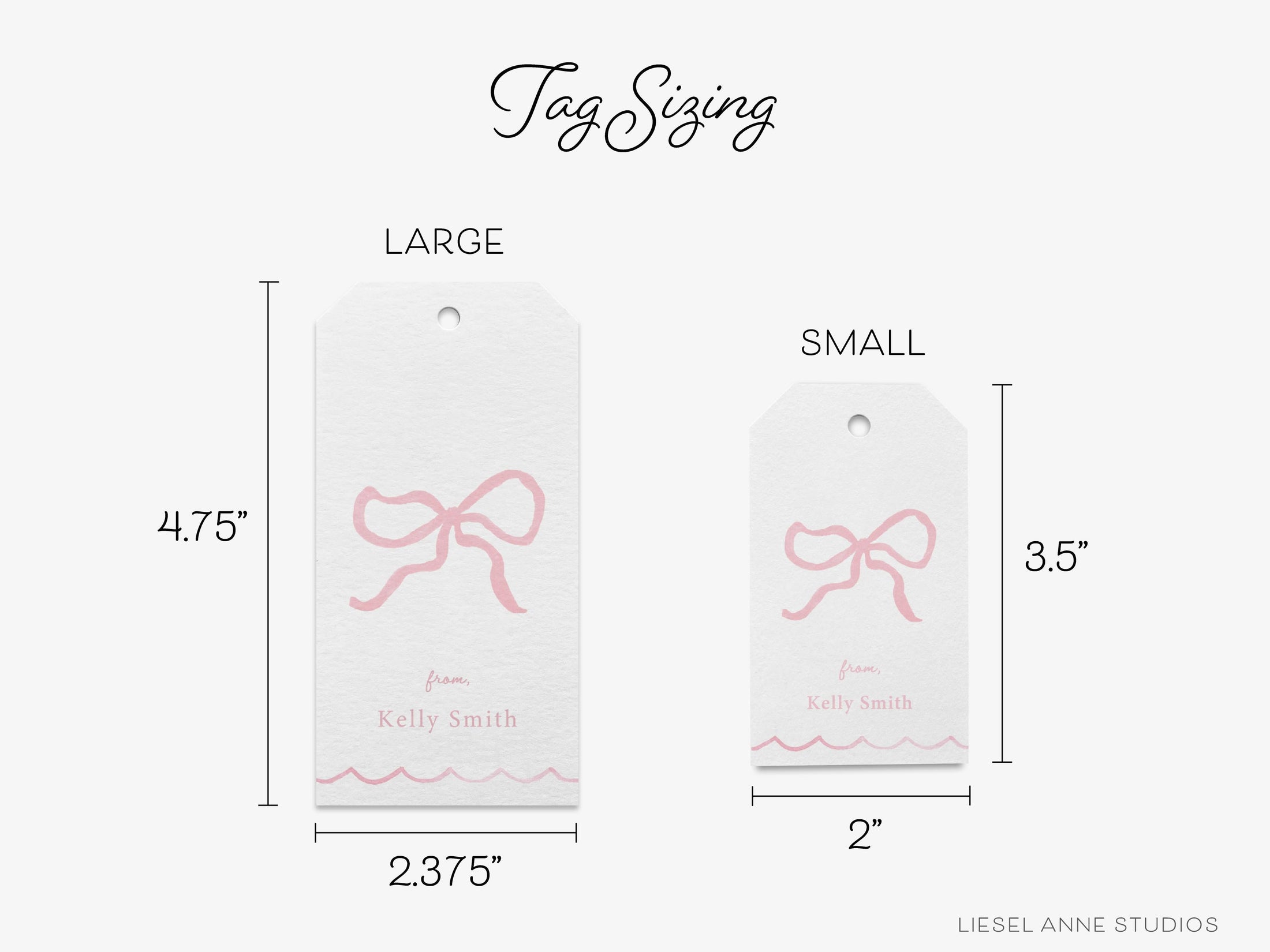 Personalized Pink Bow Gift Tags | Liesel Anne Studios