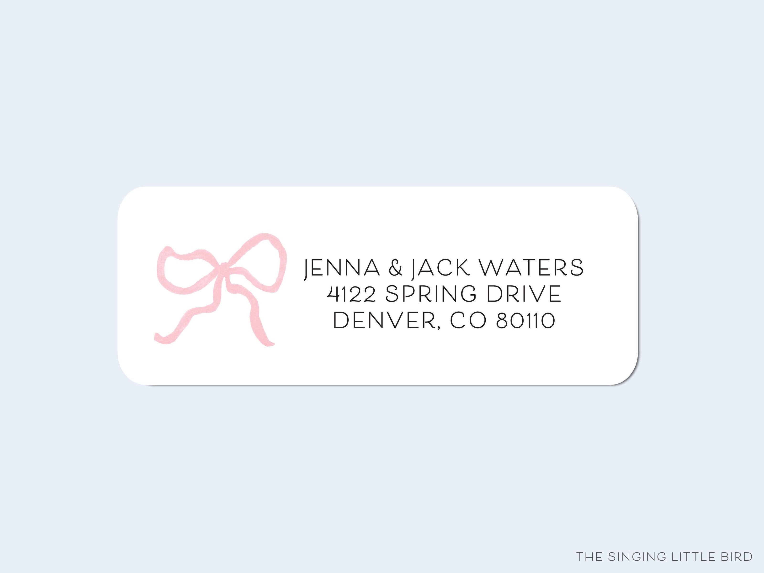 Pink Bow Return Address Labels | Liesel Anne Studios