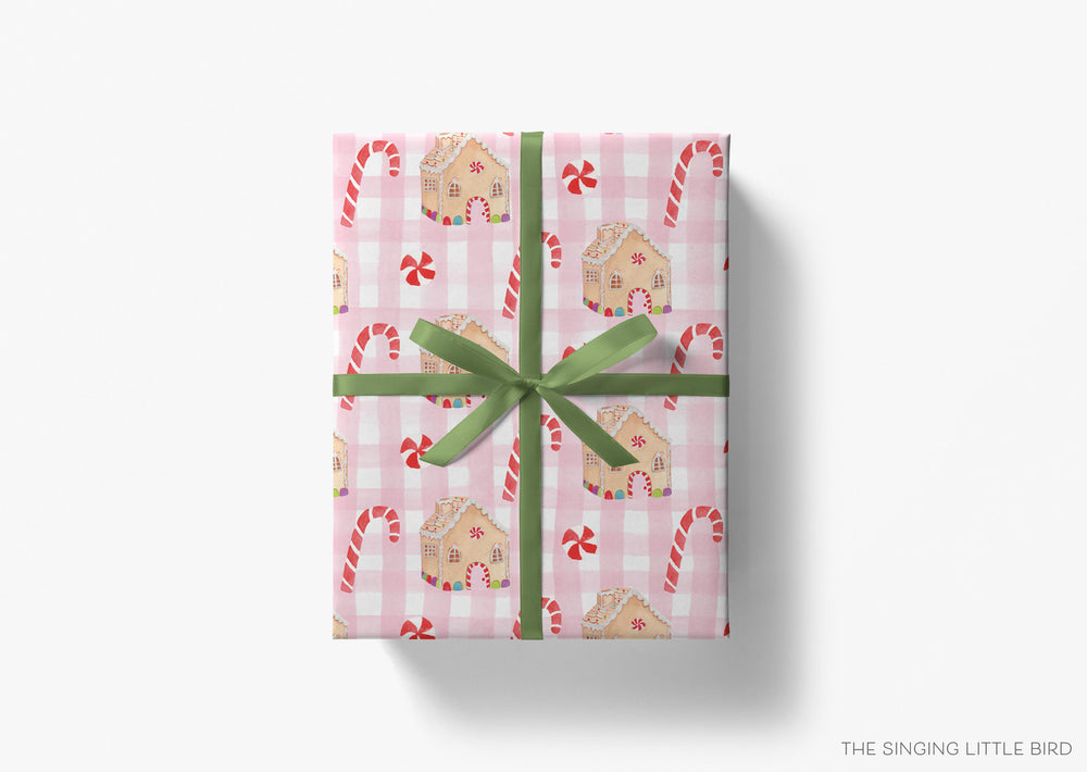 Pink Gingerbread Christmas Gift Wrap | Liesel Anne Studios